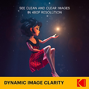 KODAK FLIK X2 Mini Pico Projector | Portable 100” Projector with Remote Control, Speakers & Carry Handle Plays Movies, TV & Games | Compatible with HDMI, USB, AV, MicroSD, Smartphone, Firestick, Black