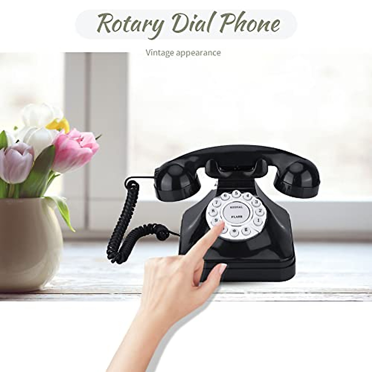 Push Button Phone, 1960&#039;S Vintage Phones Landline for Home, Antique Desk Phone Telephones Land Line, Retro Telephone with Rotary Dialler
