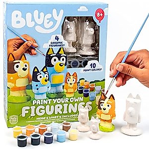 Bluey Paint Your Own Figurines – Ceramic and Bingo Figurines for Kids to Paint – Fun Painting Kit – Creative Toys for Kids, Great for Birthday Parties & Sleepovers,Multi