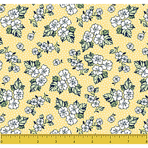 Stitch & Sparkle Fabrics, Vintage Mix & Match, Floral Dot Yellow Cotton Fabrics, Quilt, Crafts, Sewing, Cut by The Yard, 44 Inches (SSVM019)