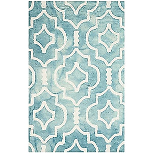 SAFAVIEH Dip Dye Collection 2' x 3' Turquoise/Ivory DDY538D Handmade Moroccan Watercolor Premium Wool Accent Rug