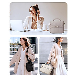 BAGSMART Insulated Lunch Bags for Women, Cute Quilted Lunch Box, Lightweight Puffy Padded Waterproof Lunch Tote, Reusable Lunch Cooler for Work Picnic Travel, Pink