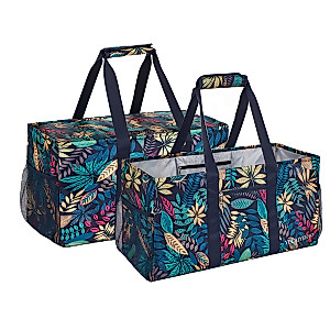 YELAIYEHAO 2 Large Utility Tote Bag, Foldable Collapsible Tote1 bag for Storage Pool Beach Shopping picnic laundry gym utility Luggage