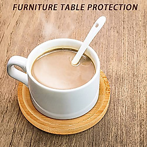 10 Pieces 3.74 Inch Round Bamboo Coaster Drink Small Bamboo Saucers Plant Trays Tabletop Planters Protection Decoration
