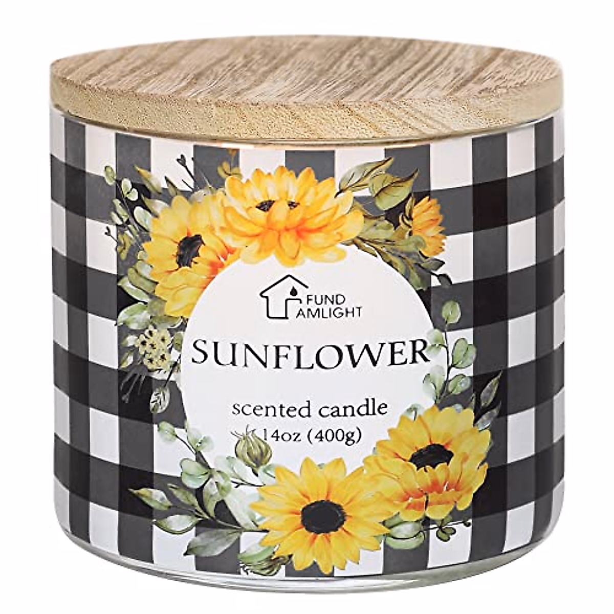 Sunflower Candle Sunflower Scented Candle 3 Wicks Large Candle, 14 oz