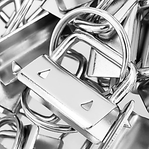 HOZEON 150 Pack 1 Inch Key Fob Hardware with Key Rings, Key Chain Fob Wristlet Bulk Key Lanyard for Key Chain Making, Bags, Hand Craft, Silver