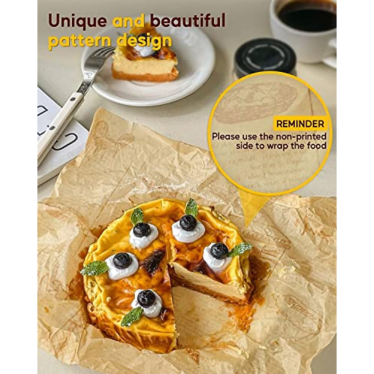 Katbite 100 Pcs Sandwich Wrapping Paper, Deli Paper Sheets 12x12 inch Food Basket Liners, Grease Proof & Non-stick Baking Parchment Paper is Perfect for Home, Picnic, Tray, Wrap, Burger and Burrito