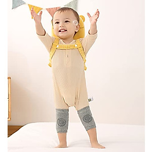 Feidoog Baby Head Protector Cushion Backpack with 3 Baby Knee Pads for Walking & Crawling,Beige