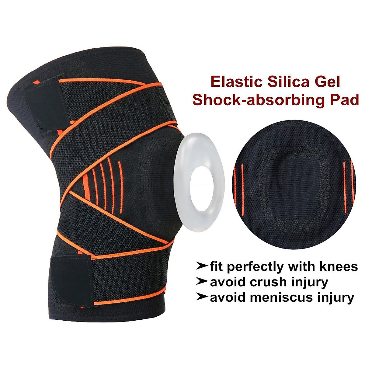 Jyer Compression Knee Brace Sleeve Support with Protective Straps and Shock-absorbing Pad, for Running, Meniscus Tear, Joint Pain, Arthritis Relief, Acl Recovery and Sports (X-Large)