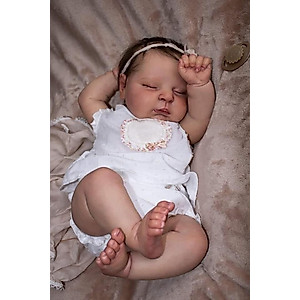 Angelbaby 20inch Reborn Realistic Baby Doll Girl Look Real Soft Asleep Newborn Baby Lifelike Handmade Bebe Doll Cute Doll Sets for Toddlers Toys
