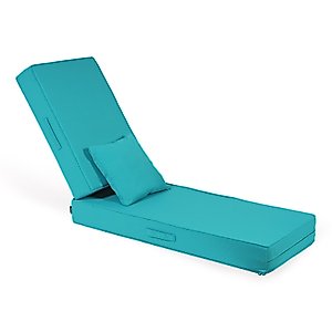 AOFEITE Outdoor Water-Resistant Olefin Chaise Lounge Cushions with Pillow, Weather and Fade Resistant Patio Furniture Lounge Chair Cushion Ideal for Patio, Lawn, Garden, Turquoise, 80"L x 26"W x 5"T