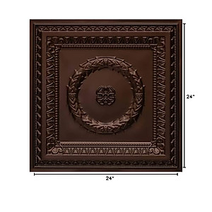 From Plain To Beautiful In Hours 210 Laurel Wreath PVC 2' x 2' Lay-in or Glue-up Ceiling Tile, Mocha, 10 Piece
