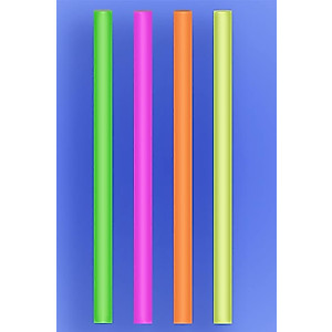 200 count 12" Disposable Drinking Neon Wide Mouth Drinking Straw for Smoothies