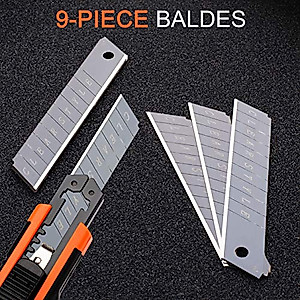 Utility Knife Heavy Duty Box Cutter| Craft 18mm Retractable and Auto Charge - Work Perfect in Everyday Use, TPR Handle, ABS Body and Anti Rust Blade Slot (3 Pack)