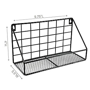 Home-X Rustic Metal Wall Floating Shelf, Small Floating Shelves for Wall, Hanging Shelf for Bedroom, Bathroom, Kitchen-9”Lx4”Wx5.5”H