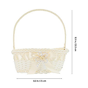 BESPORTBLE Wicker Basket with Handle Rattan Picnic Basket Woven Flower Girl Basket Rustic Storage Basket for Wedding Home Outdoor