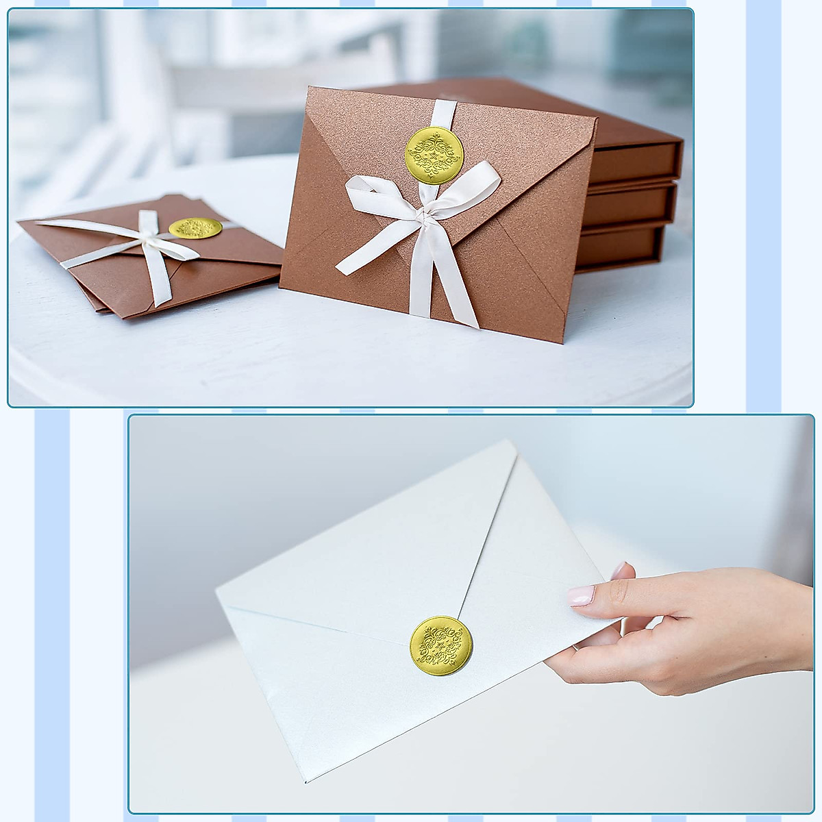 100 Pieces Embossed Gold Foil Certificate Seals Envelope Gold Foil Seals Embossed Stickers for Wedding Invitations Certificates Envelopes Students, Flower Pattern