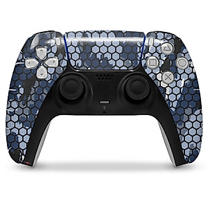 WraptorSkinz Skin Wrap compatible with Sony PS5 DualSense Controller HEX Mesh Camo 01 Blue (CONTROLLER NOT INCLUDED)