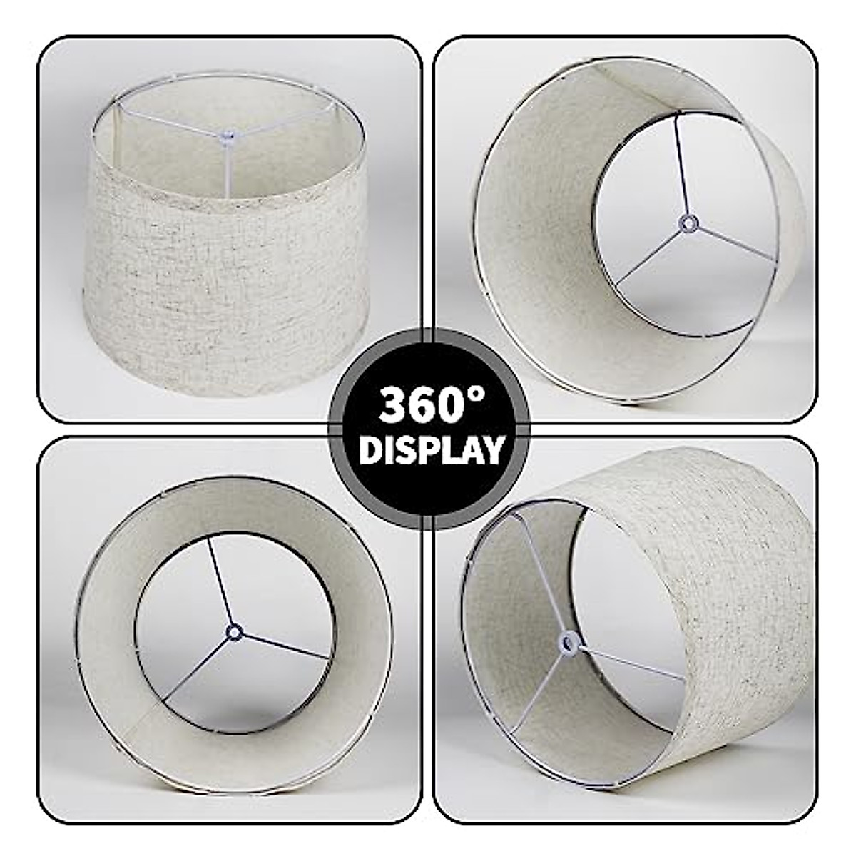 PORRUNNY Lamp Shades Set of 2 Drum Lamp Shades for Table Lamps and Floor Lamps with 2 PCS 7 inch Harp, Medium Fabric Lampshades, Beige Lampshades Natural Linen Hand Crafted (10 x 12 x 8inch)
