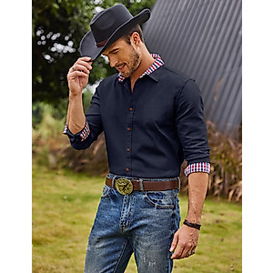 COOFANDY Men's Casual Dress Shirt Button Down Shirts Long-Sleeve Denim Work Shirt