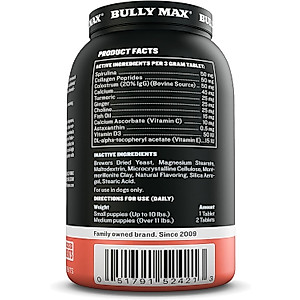 Bully Max 2-in-1 Puppy Vitamins - 30 Chewable Tablets for Development and Growth of Puppies - Dog Vitamin Tablet Supplements for Small Dogs, Large Breed Pups and Growing Dogs - 3 Bottles