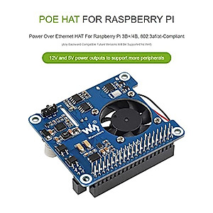 Waveshare Power Over Ethernet Hat (Type C) for Raspberry Pi 3B+/4B 802.3af/at Power-Sourcing Equipment Required