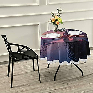 Table Cloth, 60inch Round Huge Basalt Stack Hvitserkur On Eastern Table Cover Printing Tablecloth Washable Dining Decorative for Holiday Home Christmas Party Picnic 60inch