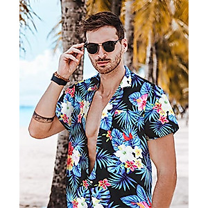 MRIGNT Men's Hawaiian Shirt Short Sleeves Printed Button Down Summer Beach Shirts