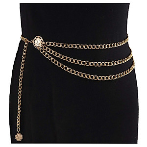 Suyi Gold Chain Belts for Women Waist Chain Belt Multilayer Body Belly Chain Plus Size 130CM Gold