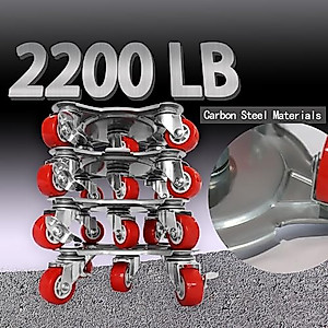 【Upgrade Large】Furniture Dolly & Furniture Rollers Mover with 5 Wheels, Carbon Steel Panel Furniture Lifter Set Up to 2200LBs, for 360° Rotation Shifting Moving Heavy Duty Refrigerator, Sofa, Cabinet