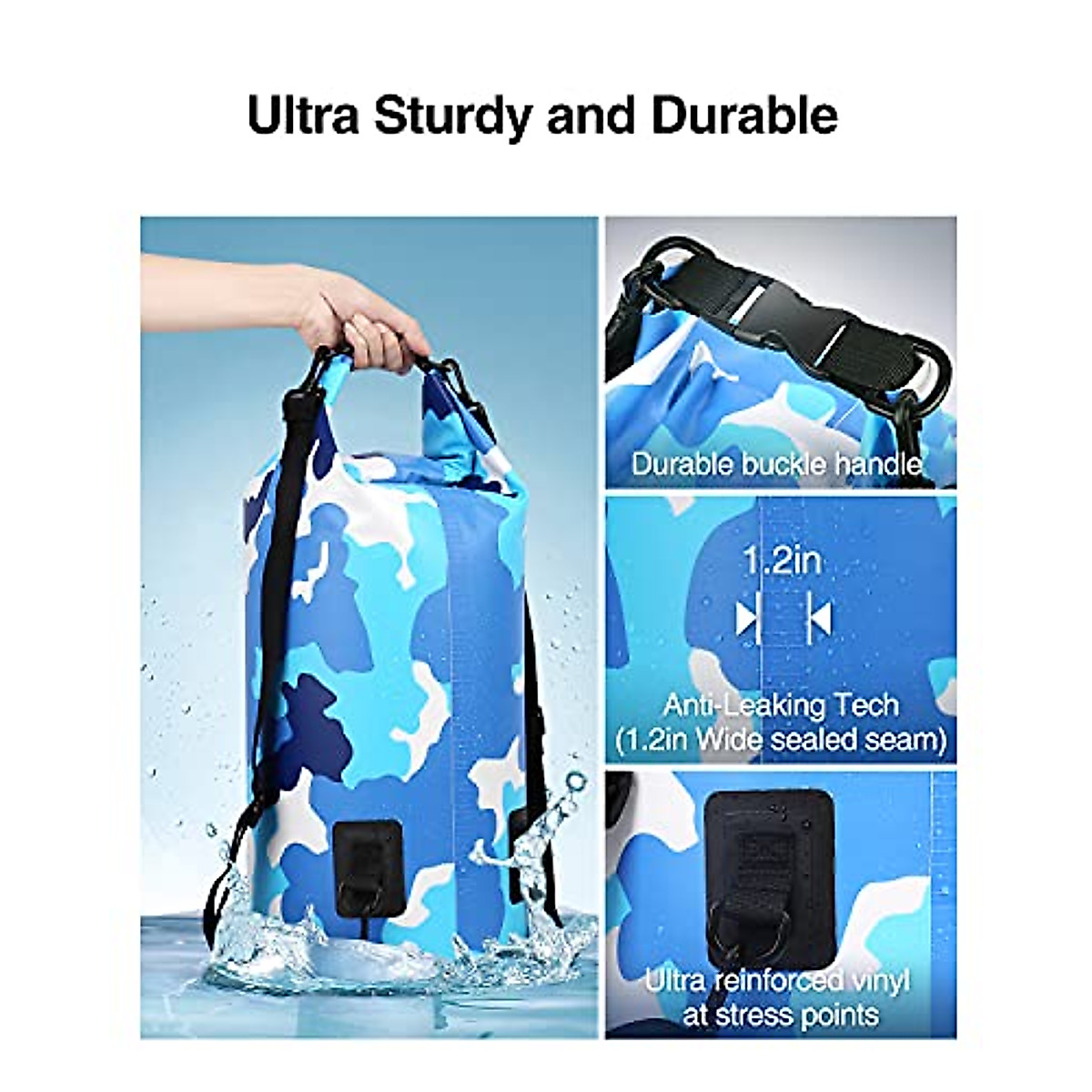 Luxtude Waterproof Dry Bag Backpack, 5L Roll Top Portable Dry Sack Waterproof Bag with Phone Case, Floating Waterproof Dry Bag for Kayaking, Swimming, Boating, Surfing, Hiking, Beach etc.