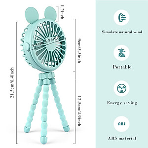 Keweis Stroller Fan Mini Handheld Octopus Fan Baby Fan with Flexible Tripod Wrapped on Stroller, Car Seat, Student Bed, Bike USB Rechargeable Fan, Desk Fan for Office and Baby Room or Outdoor