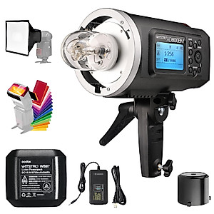 Godox AD600BM Bowens Mount 600Ws GN87 High Speed Sync Outdoor Studio Flash Strobe Monolight Light with 2.4G Wireless X System & 8700mAh Battery with 15x17cm Softbox & Filter & USB LED