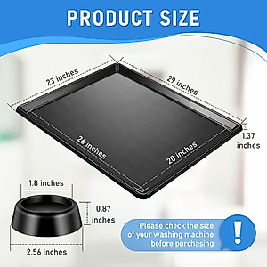 Saillong 2 Pack Washing Machine Drain Pans with 8 Pack Anti Vibration Pads, 26 x 20 Inches (ID) Leakproof Mini Fridge Drip Tray for Mini Fridges, Anti Vibration Drain Pan for Washer and Dryer