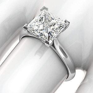 Sterling Silver Square 8mm Simulated Princess Cut Diamond Engagement Ring Knife Edge Promise Bridal Ring (7)