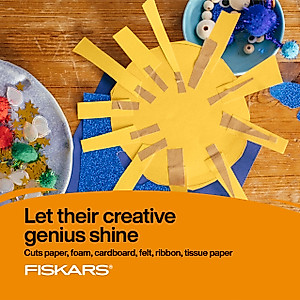 Fiskars Kids Scissors, Scissors for School, Safety Scissors, Blunt Tip Scissors, 5 Inch, 3 Pack, Red, Blue, Turquoise