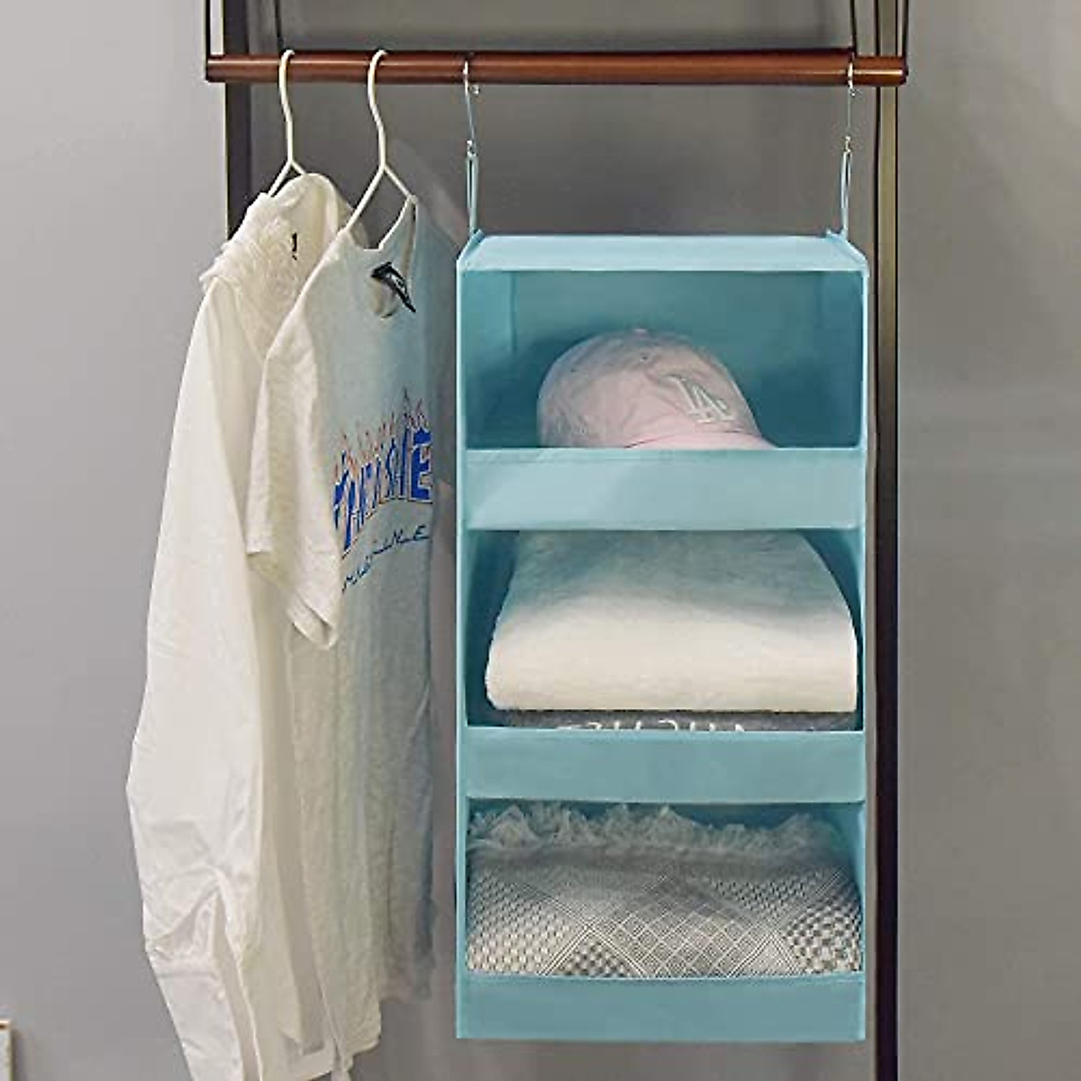 GRANNY SAYS Bundle of 1-Pack Light Green Hanging Organizer & 1-Pack Light Blue Hanging Closet Organizer