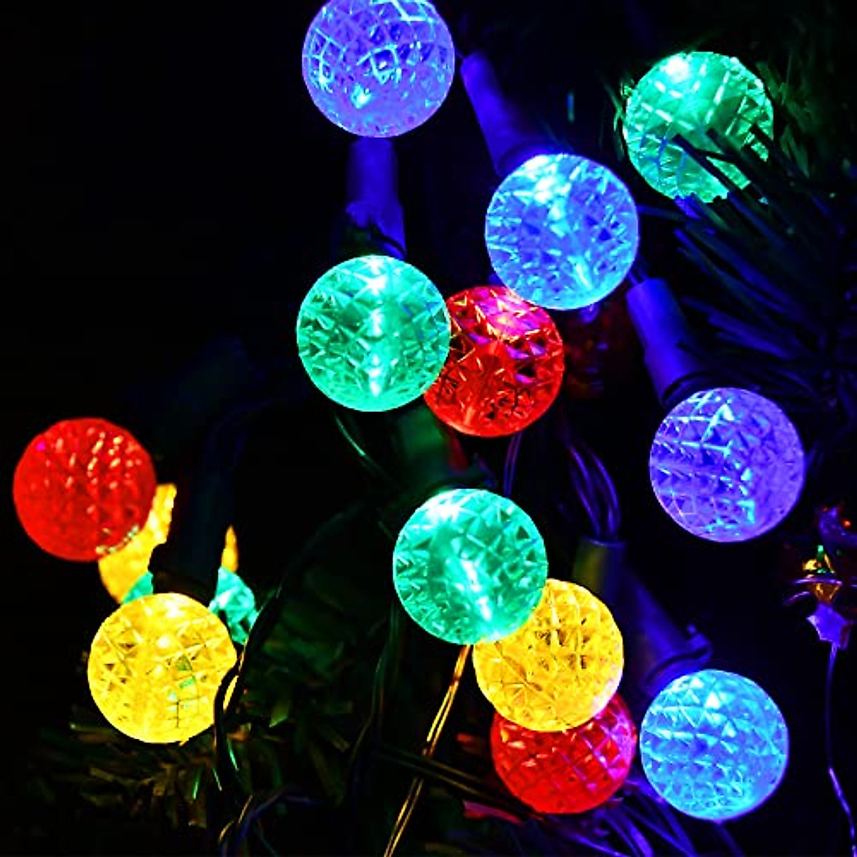 BeHiller Raspberry Solar Christmas Lights Outdoor, 50LED Globe String Lights with Tree Christmas Decotations,Twinkle Fairy Garden Solar Decorative Lights for Xmas Tree, Wedding, Party