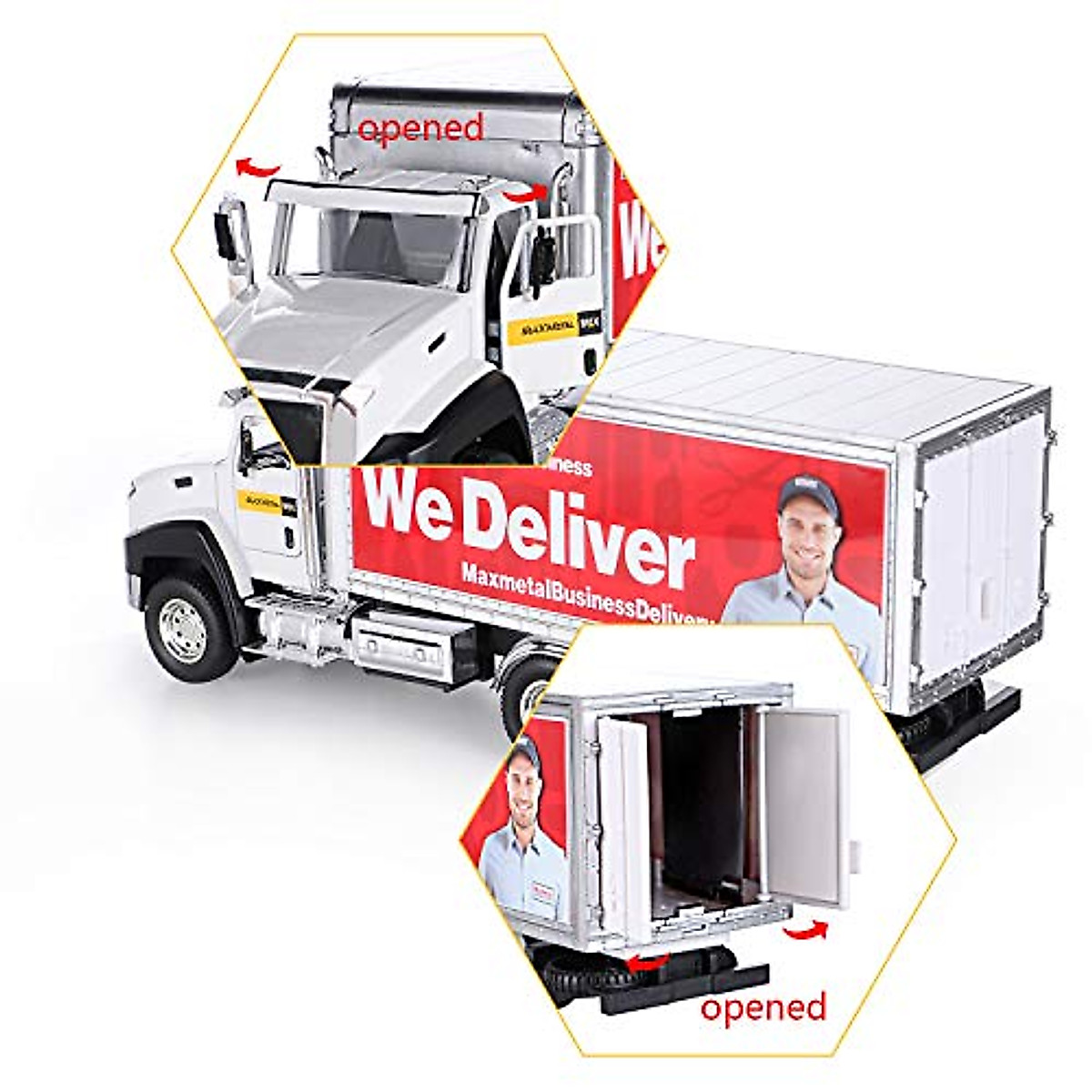 G.C 3 Pack Diecast Transport Vehicles Truck Toys Set Garbage Truck Tanker Delivery Truck 1:50 Scale Pull Back Metal Model Car Toys for Boys