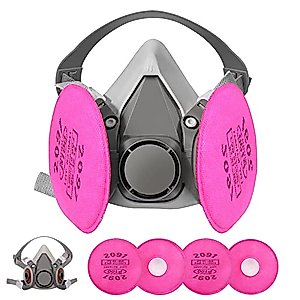 TANGS Reusable Half Facepc Cover, Respirаtor 6200 with 4 PCS 2091 Filter, Used for Painting, Dust, Welding, Metal Cutting and Other Work Protection