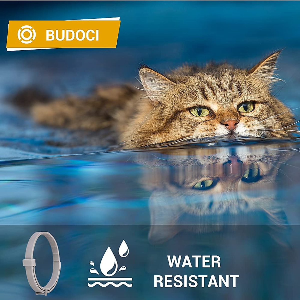 BUDOCI Pet Flea Collar Small Size Flea and Tick Prevention for Cats, 2 Pack Flea and Tick Collar for Cats, 38cm/15 inch, 8 Month Protection