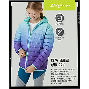 Eddie Bauer Girls' Jacket - CirrusLite Weather Resistant Down Coat for Girls - Insulated Quilted Bubble Puffer (3-20), Size 14-16, Purple
