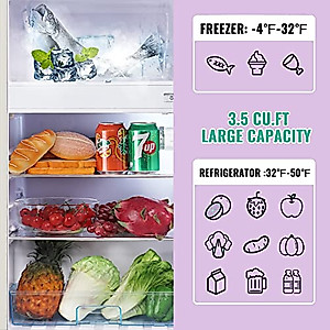 DEMULLER Retro Mini Fridge 3.5 Cu.ft Refrigerator with Top Freezer Compact Fridge Apartment Size Refrigerator Dual Door Fridge with Handles Small Refrigerator for Home Office Dorm