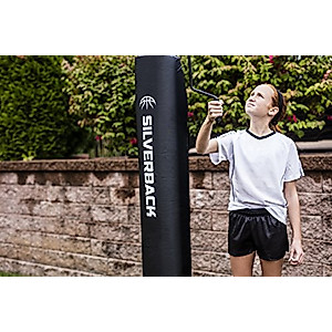 Silverback 60" In-Ground Basketball System with Adjustable-Height Tempered Glass Backboard and Pro-Style Breakaway Rim