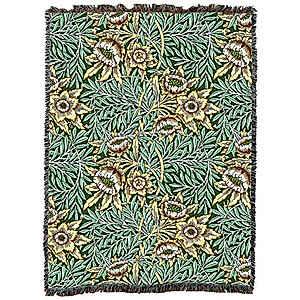 Pure Country Weavers William Morris Tulip and Willow Bay Blanket - Arts & Crafts - Gift Tapestry Throw Woven from Cotton - Made in The USA (72x54)