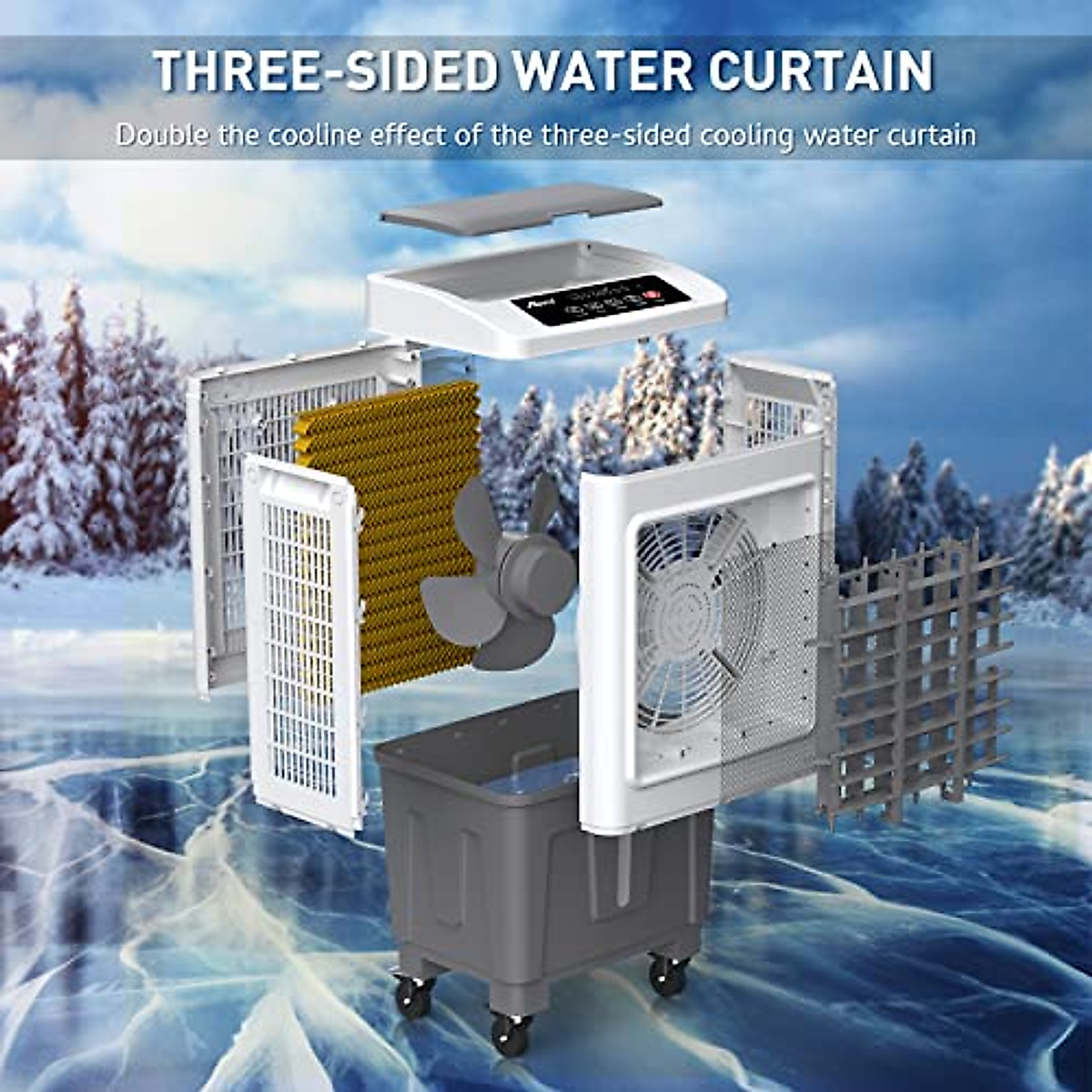 ALPACA Portable Evaporative Air Cooler 3 in 1 Swamp Cooler with Remote Control, 5.3 Gal Water Tank, 3 Speed Cooling Fan, 4 Ice Packs, Portable Air Conditioner Auto Oscillation for Room, Home & Office