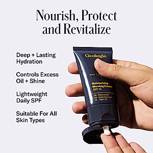 Geologie Moisturizing Face Cream with SPF 15 | Daily Hydrating Cream with Hyaluronic Acid & Niacinamide | Lightweight | For Men & Women