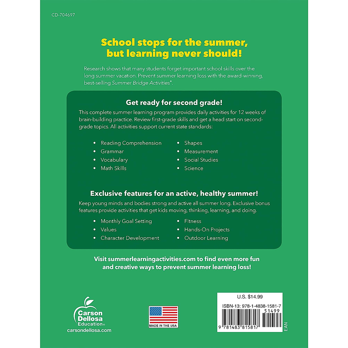 Summer Bridge Activities 1st Grade Workbooks to 2nd Grade Workbooks, Math, Reading Comprehension, Writing, Science Summer Learning Activities, 2nd Grade Workbooks All Subjects With Flash Cards