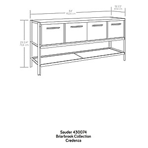 Sauder Briarbrook Engineered Wood and Metal Office Credenza in Barrel Oak