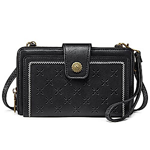 S-ZONE Crossbody Cell Phone Purse Wristlet Wallets for Women RFID Blocking Phone Wallet with 2 Straps